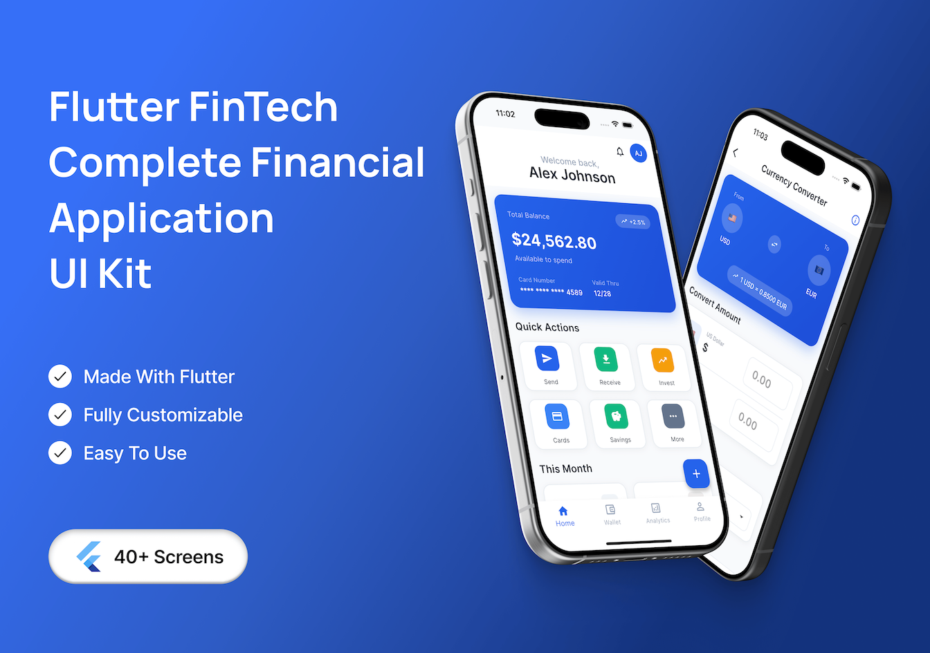 FinTech Pro: Flutter Banking UI Kit | Financial Management & Analytics Platform
